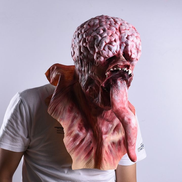 [Little monster] Halloween Long Tongue Zombie Mask Horror Brain Rotten ...