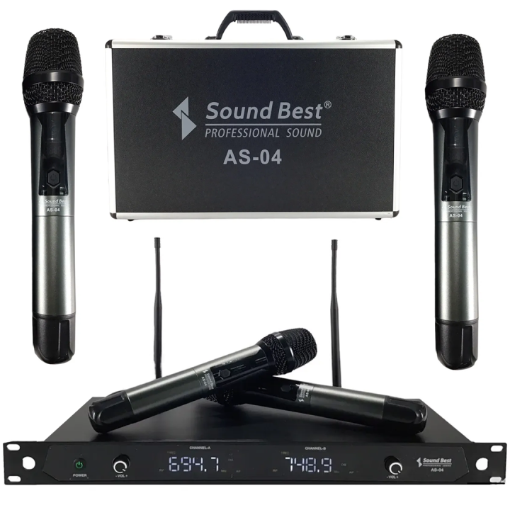 ไมค์ลอยคู่ SOUNDBEST รุ่น AS04 ไมค์โครโฟนไร้สาย แถมกระเป๋า คลื่นUHFแท้ ...