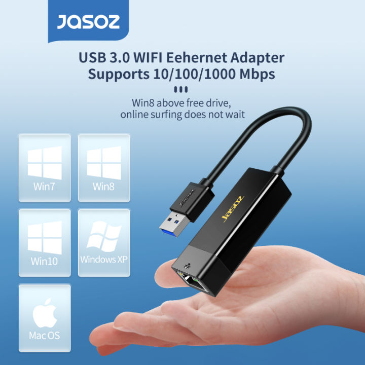 Jasoz USB to Lan Adapter Network Adapter USB 3.0 to Ethernet RJ45 Lan ...