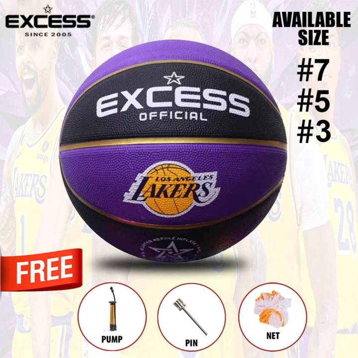 EXCESS LAKER VIOLET SIZE 3, SIZE 5 BASKETBALL WITH PIN, NET AND PUMP ...