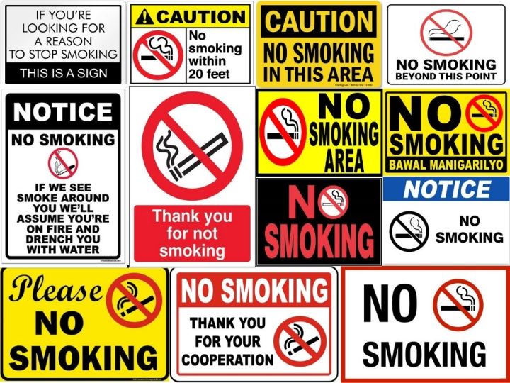 No Smoking Signages(Laminated Signage and Waterproof Vinyl Sticker A4 ...