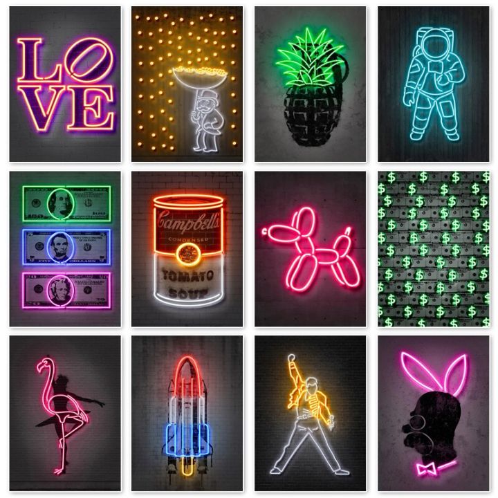 Neon Posters and Prints Street Pop Art Graffiti Wall Picture Sign ...