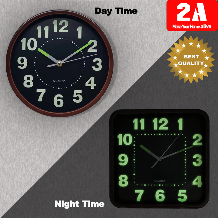 2A 9 Inches Luminous Clock Glow In The Dark Clock Modern Minimalist ...