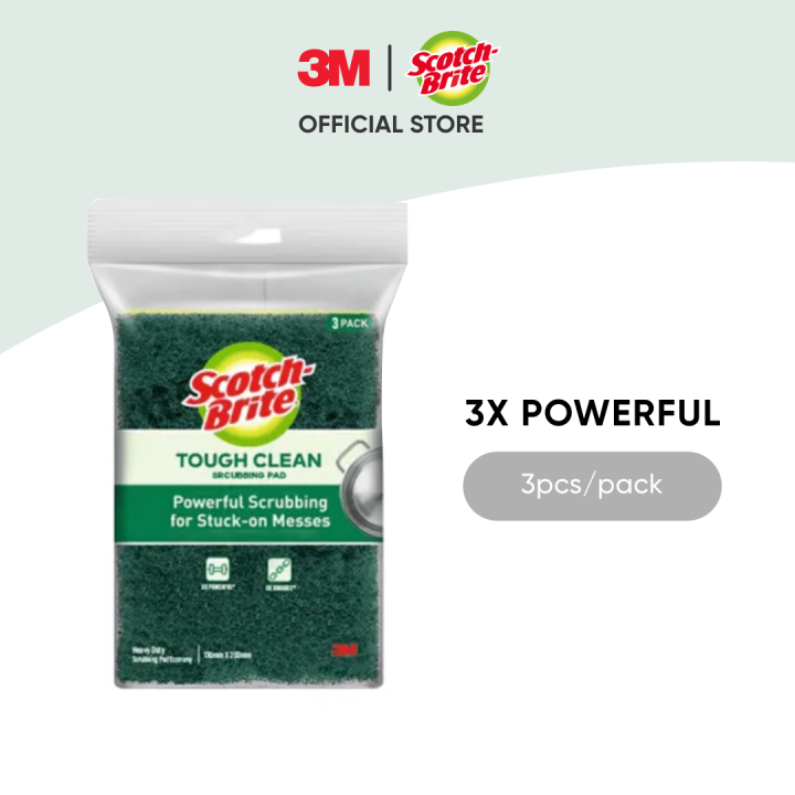 3M™ Scotch Brite® Tough Clean Scrubbing Pad 3 pcs/pack 100mm x 150mm ...