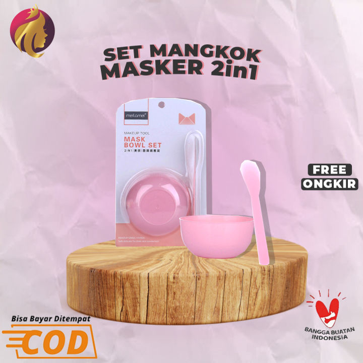 Mangkok masker Wajah 2in1 Set Premium plastik Tebal kemasan mika press ...