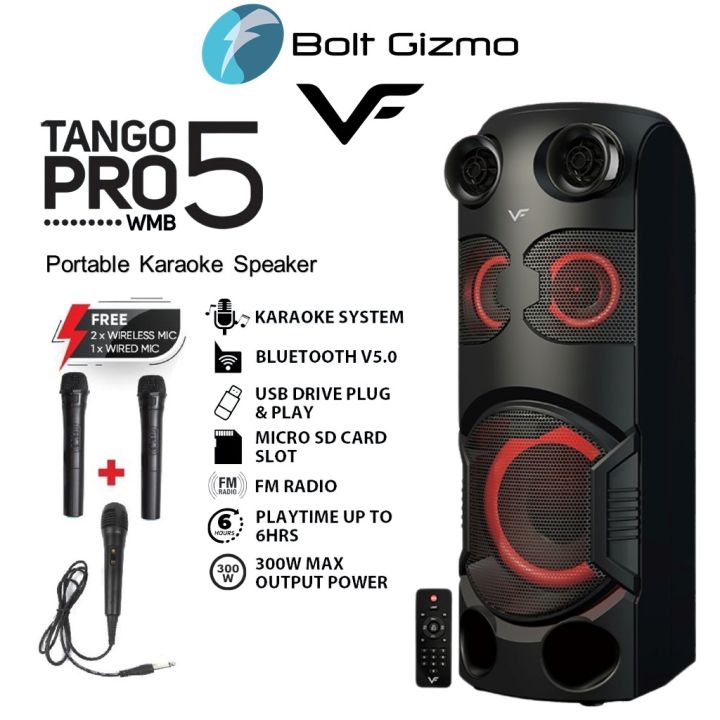 Vinnfier VF Tango Pro 5 WMB 2023 Version Portable Karaoke Bluetooth Speaker & Free 2 Wireless ...