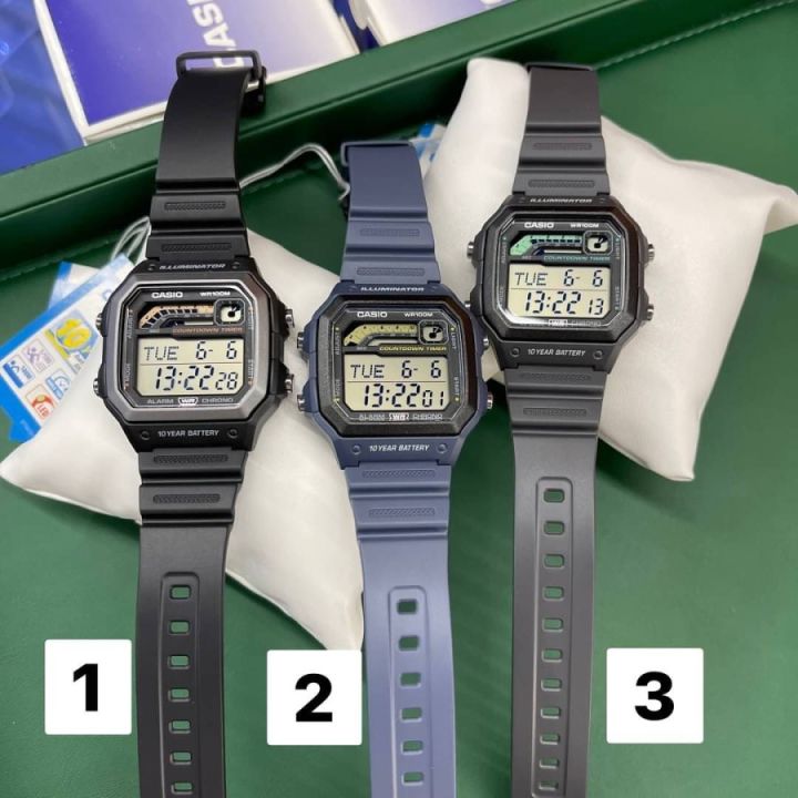 Casio Digital Sports Watch WS-1600 Grey Resin Strap 10-Year Battery ...