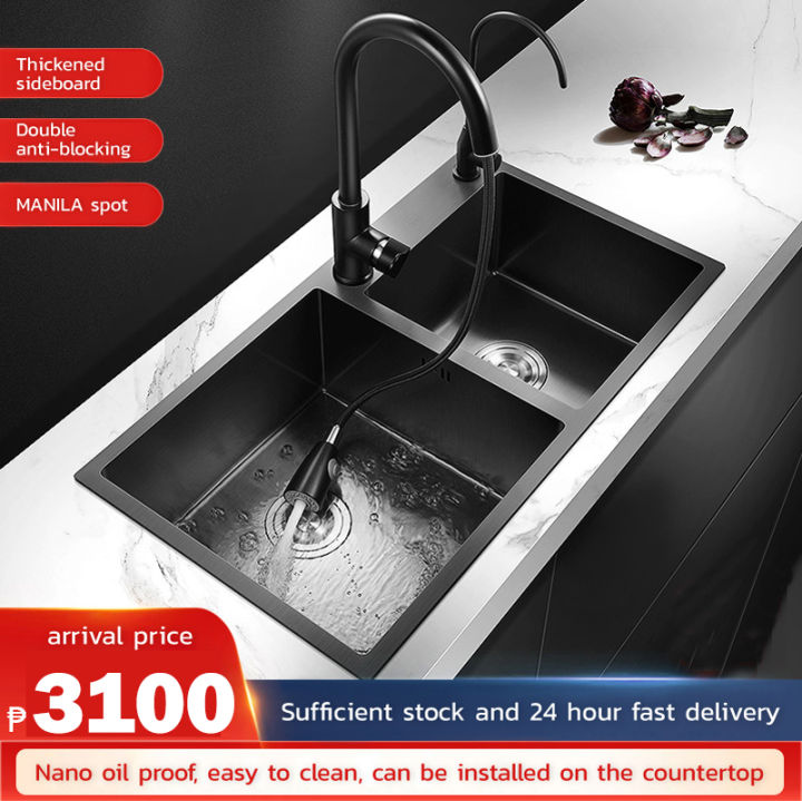Sink Stainless for Kitchen 80*45CM double slot heavy duty Large single ...