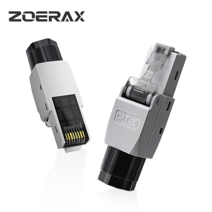 ZoeRax RJ45 Connector Tool-Free, CAT6 Field Termination Plug, Gold Plated Modular Plug, UTP CAT6 ...