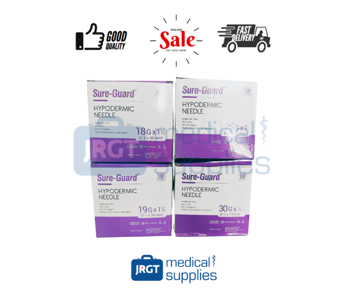 Sure Guard Hypodermic Disposable Syringe Needles for Injection 100 ...