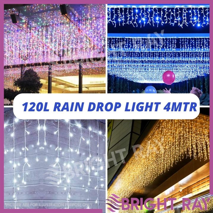 120LED 4M RAINDROP ICECLE Lampu Liplap 8 Mode Rain Lights Decoration ...