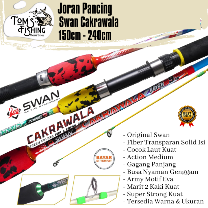 Joran Pancing SWAN CAKRAWALA 150cm - 240cm Fiber Solid (14kg) Full Eva ...