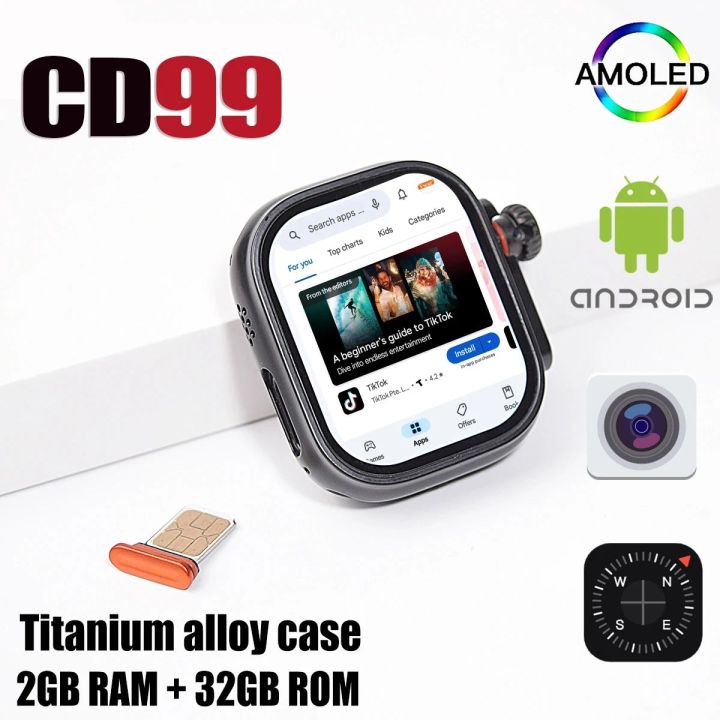 Original CD99 S16 Smart Watch 800W Rotating Camera AMOLED Screen GPS ...