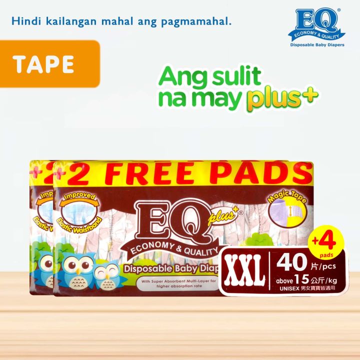 EQ Plus Big Pack XXL (above 15 kg) - 22 pcs x 2 packs (44 pcs) - Tape Diaper | Lazada PH