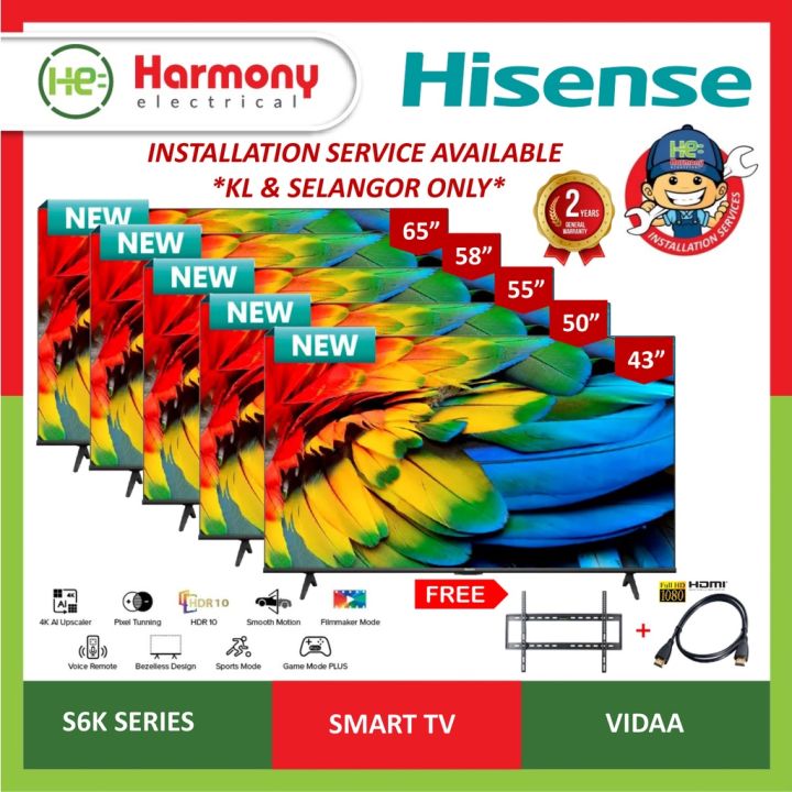 (FREE DELIVERY KL) HISENSE 65"/58"/55"/50“/43” E6K 4K UHD Dual Band ...