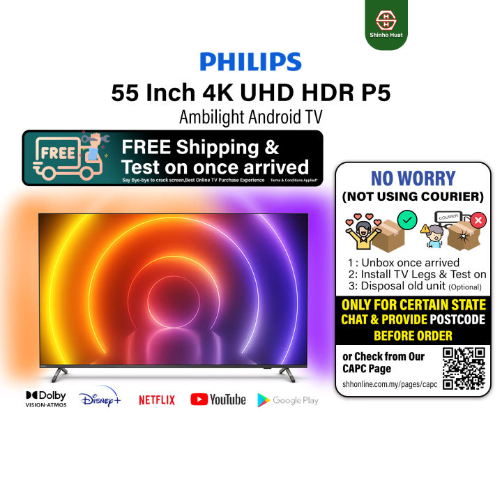 Philips 55 Inch 4K UHD HDR Ambilight Android TV 55PUT8516 | Lazada