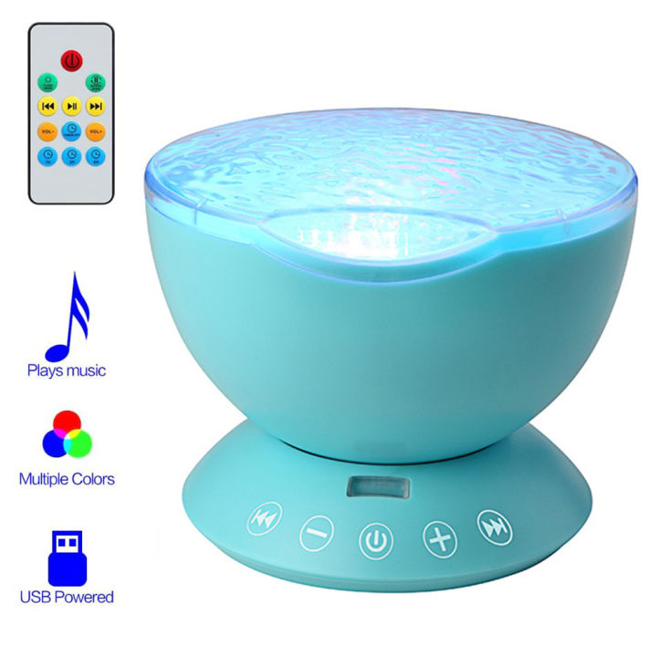 7 Colors Light Remote Control Kid Ocean Wave Light Projector Built-In ...