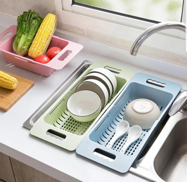Stretchable Collapsible Sink Water Draining Basket Colander Strainer ...