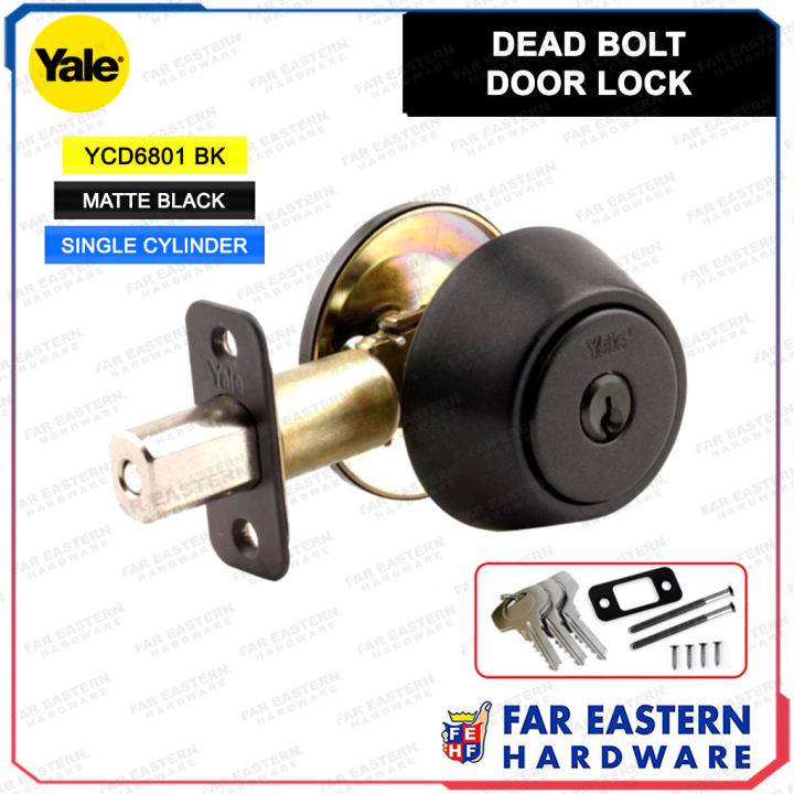 YALE Dead Bolt Single Cylinder Matte Black Deadbolt Door Lock YCD6801 ...
