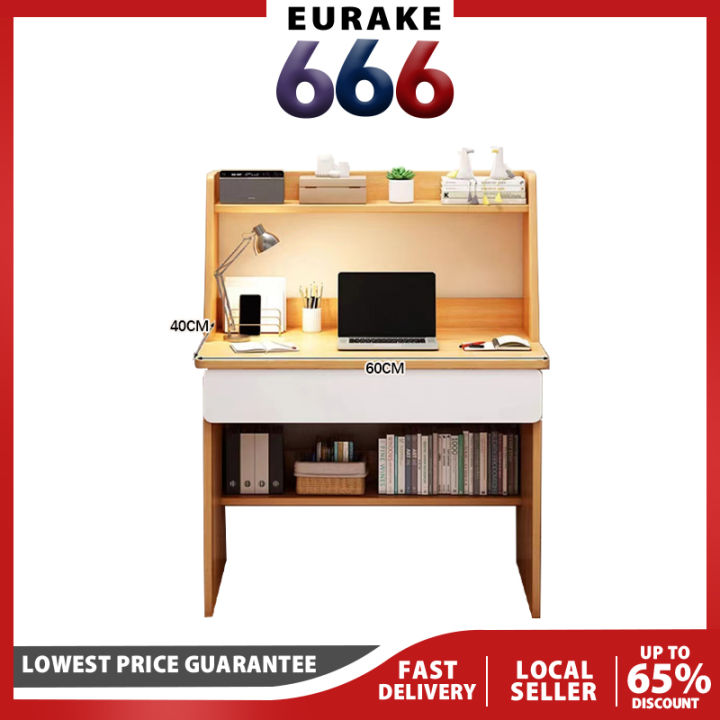 EURAKE Wooden Computer Table With Drawer Small Home Bedroom Office Desk ...