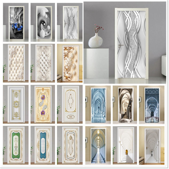 Modern 3D European Door Sticker Living Room Home Decor Art Door Self ...