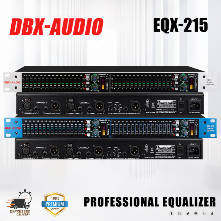DBX-AUDIO EQX215(BLUE)(WHITE) Equalizer มีสองช่องที่มีตัวกรองสูงซึ่งสามารถกำจัดเสียงรบกวนต่ำได้ ...