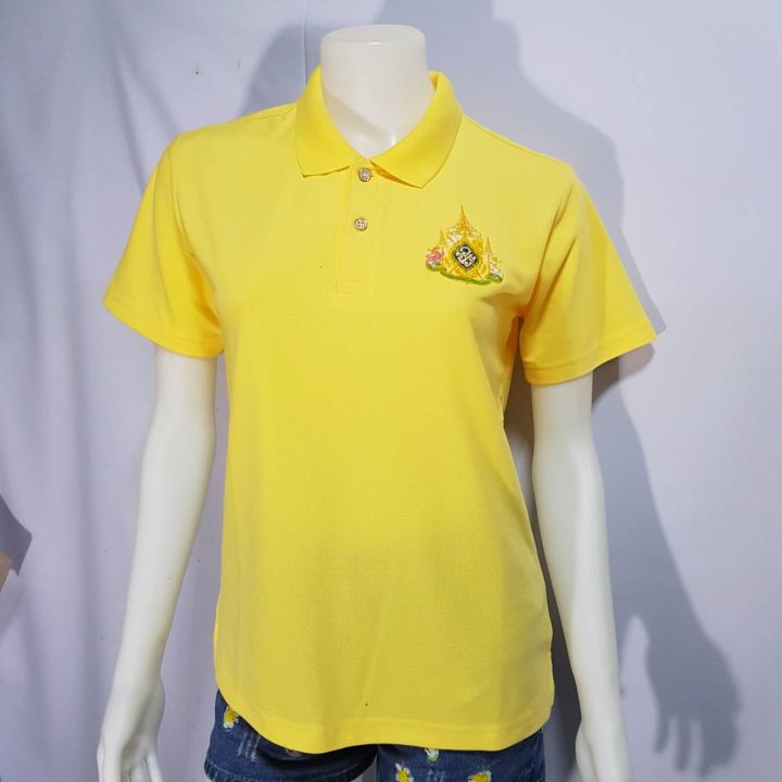 Sampolo Naเสื้อเหลืองล้วนปัก เสื้อโปโลสีเหลืองปักตรา ร 1o งานสวยมีไซค์ ...