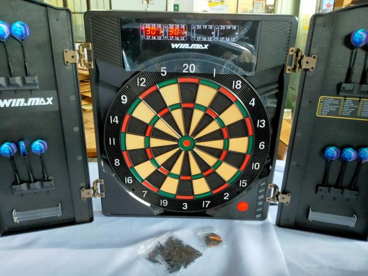 Winmax electronic dart board set with 12 soft tip dart pins /dart board ...