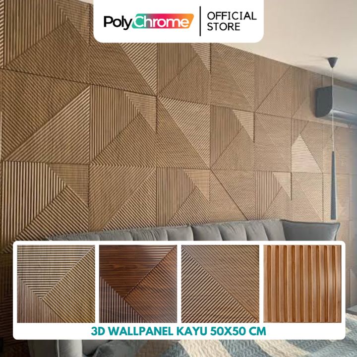 3D Wallpanel 50x50 cm Serat Kayu Dinding PVC Solid Wallpaper Dinding ...