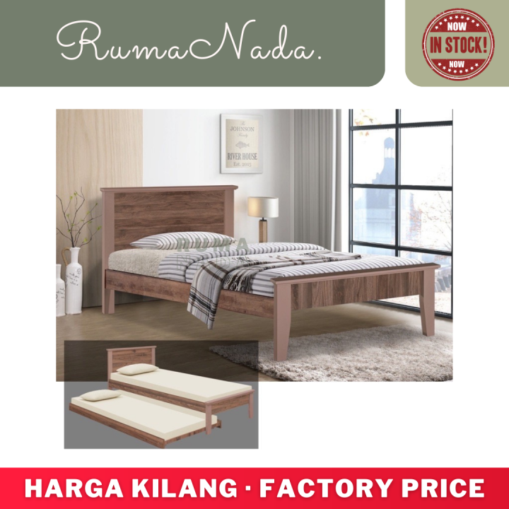 Single Wooden Bed Frame / Wooden Pull Out Bed / Katil Bujang Kayu ...