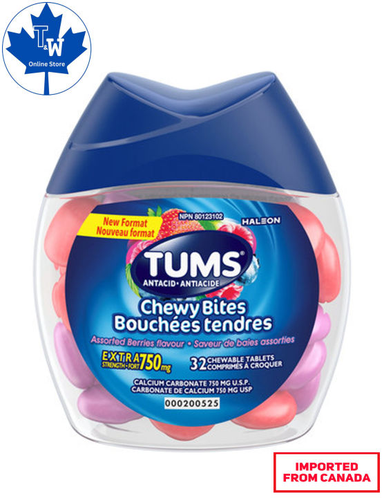 MADE IN CANADA TUMS Antacid Extra Strength 750mg CHEWY BITES Assorted ...