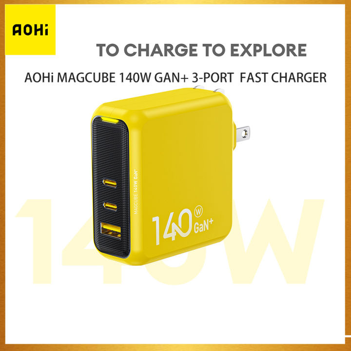 AOHI MagCube 140W USB C Charger 140W Cable PD3.1 GaN Fast Charge Type-C High Speed Phone Adapter ...