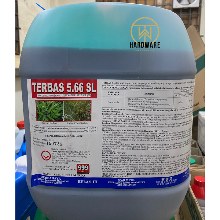Terbas 5.66 SL Racun Lalang 20L / Kawasan Sawit / Weed Control | Lazada