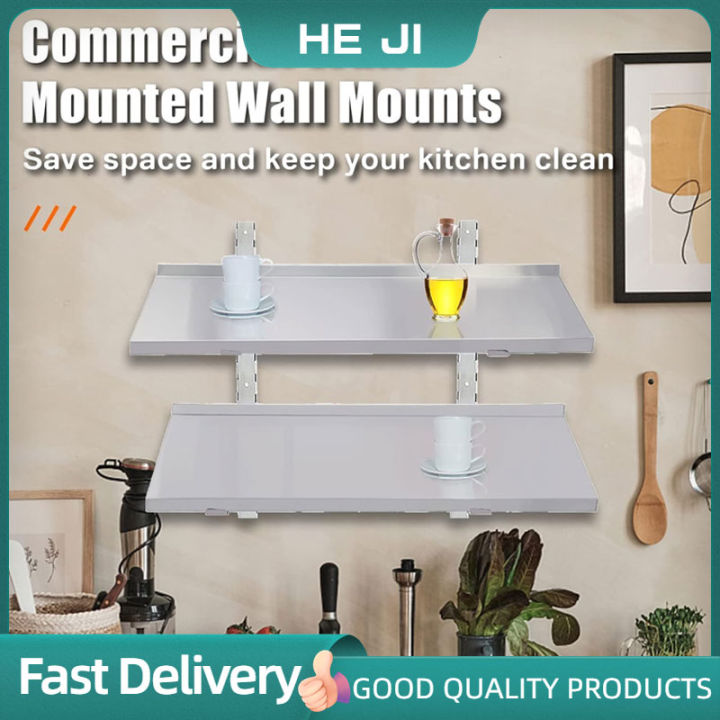 HEJI Stainless Steel Shelf Wall Mounted Floating Shelving with Brackets ...