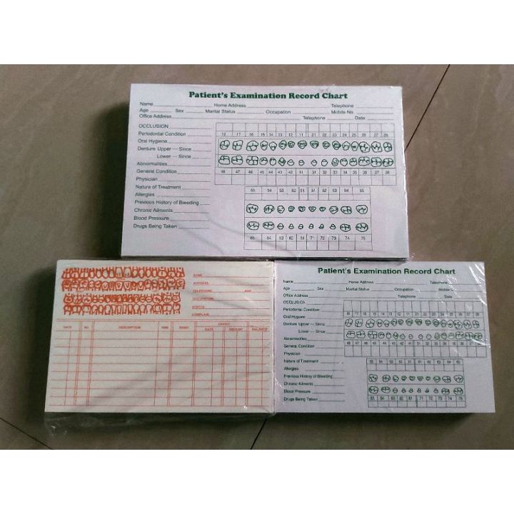dental patient chart card red&green 100pcs per pack . | Lazada PH