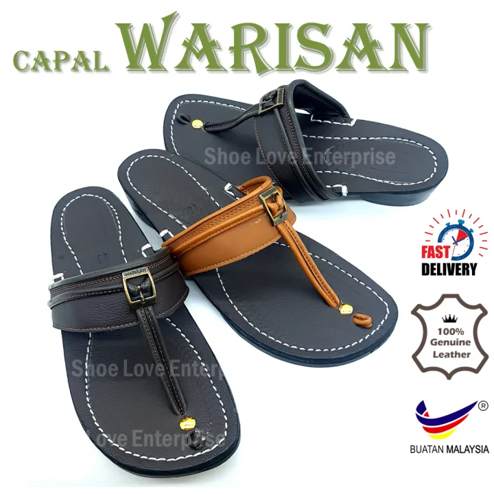 🔥Ready Stock🔥 Capal Kulit Warisan (Cow Leather) Men Chapal Slipper ...