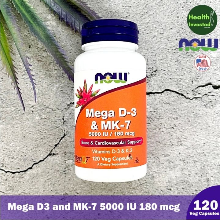 Mega D-3 and MK-7 5,000 IU / 180 mcg 120 Capsules วิตามินD3 วิตามิน K2 ...