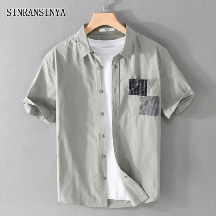 SINRANSINYA丨เสื้อแจ็กเก็ตทรงหลวมสีบล็อก,เสื้อผู้ชายเสื้อเชิ้ตใส่สบาย ...