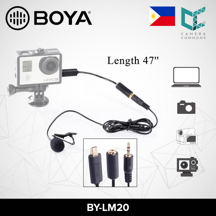 Boya BY-LM20 Gopro lavalier Microphone | Lazada PH