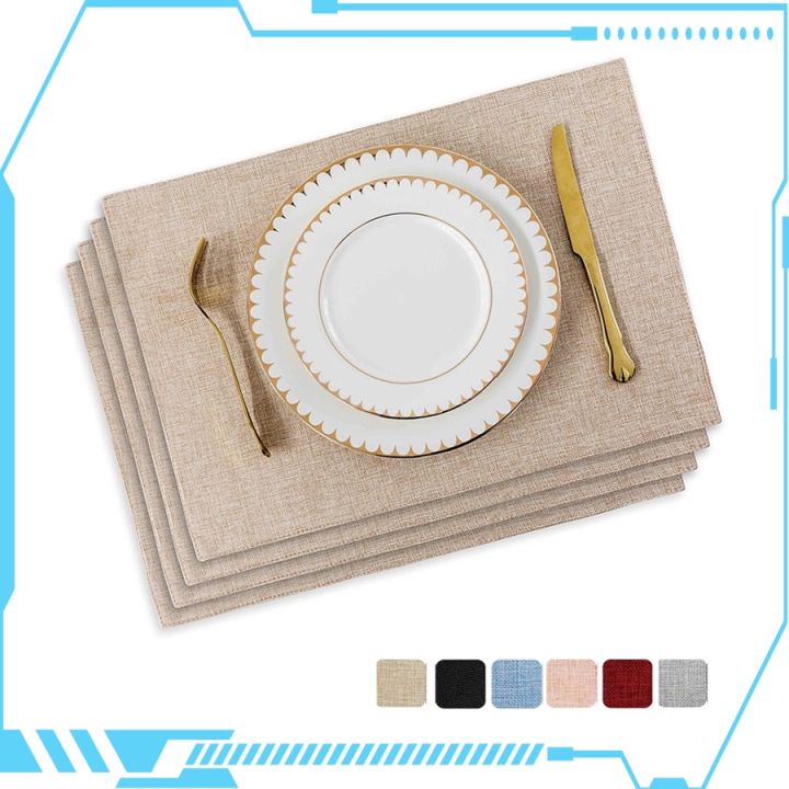【Leyo Mall】 4/6PCS Linen Placemat Heat Resistant Cloth Table Mat ...