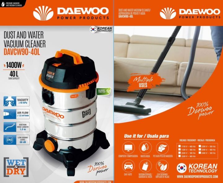 DAEWOO 40Litre Wet & Dry vacuum cleaner 1400Watt with Blower Function ...
