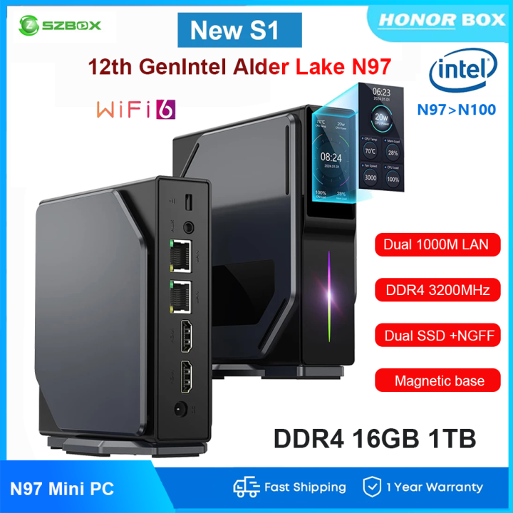 SZBOX MINI PC S1 Alder Lake N97 Windows 11 DDR4 8GB 256GB WIFI6 BT5.2 ...