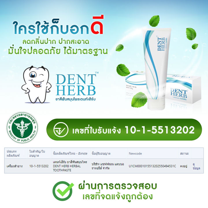 ยาสีฟันเดนท์เฮิร์บ [ 3 หลอด ] DENT HERB Toothpaste | Lazada.co.th