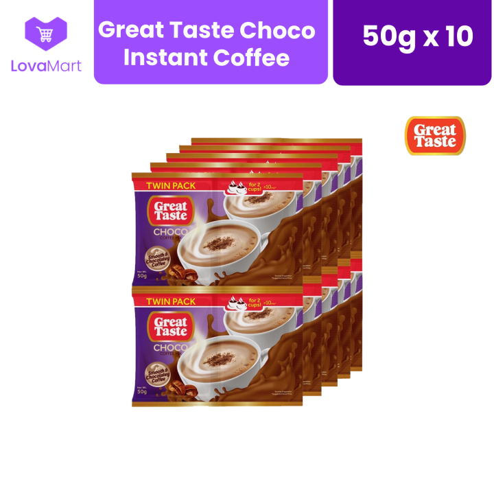 Great Taste Choco Twin Pack Sachets, 3-in-1 Coffee, 50g x 10 sachets ...