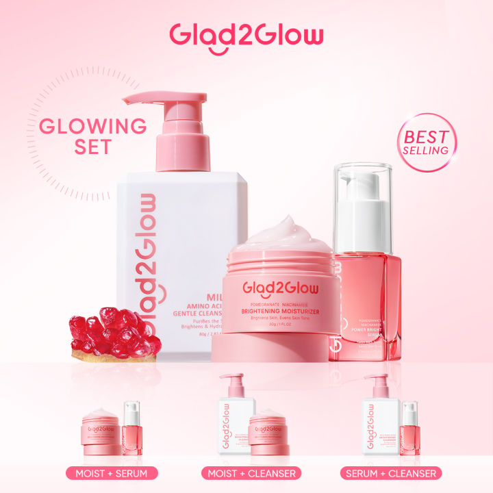 [G2G] Glad2Glow 2Pcs Combo Brightening Facial Moisturizer & Toner ...