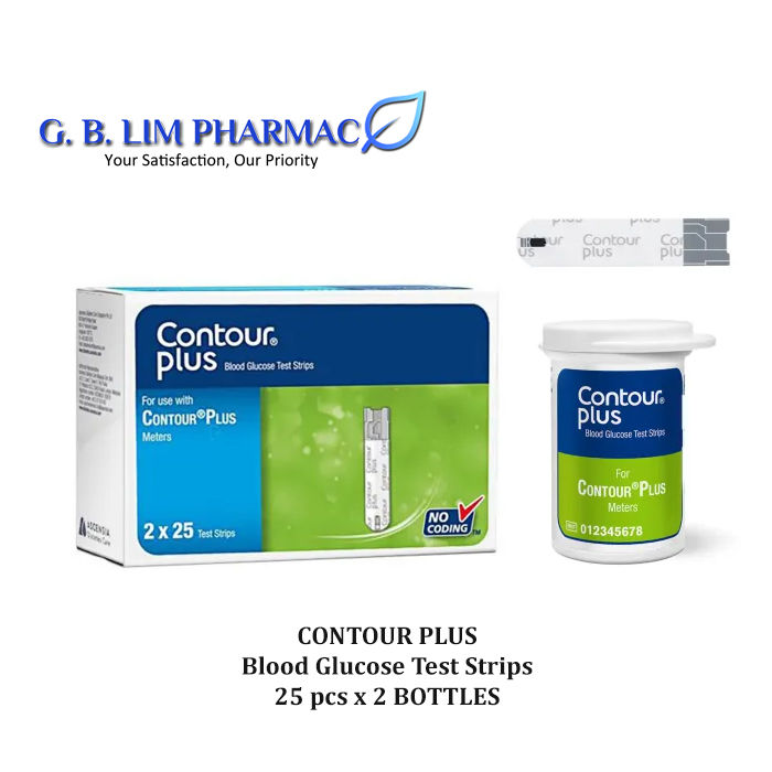 CONTOUR PLUS TEST STRIP 25 pieces X 2 Bottles | Lazada