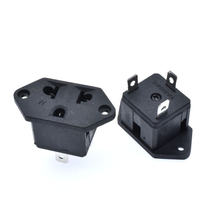 2PCS Chassis Female 3PIN US Nema 5-15R AC Inline Socket Plug Adapter ...