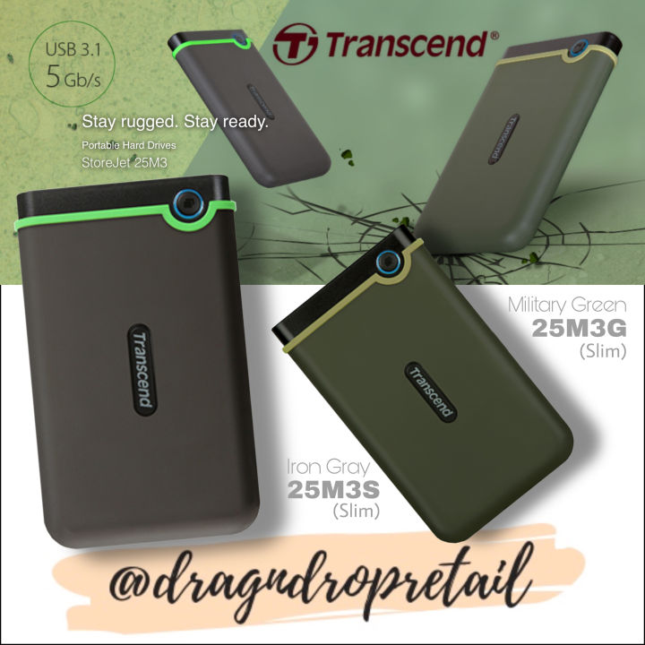 Transcend StoreJet 25M3 USB 3.0 Shockproof Portable Hard Drives | Lazada PH