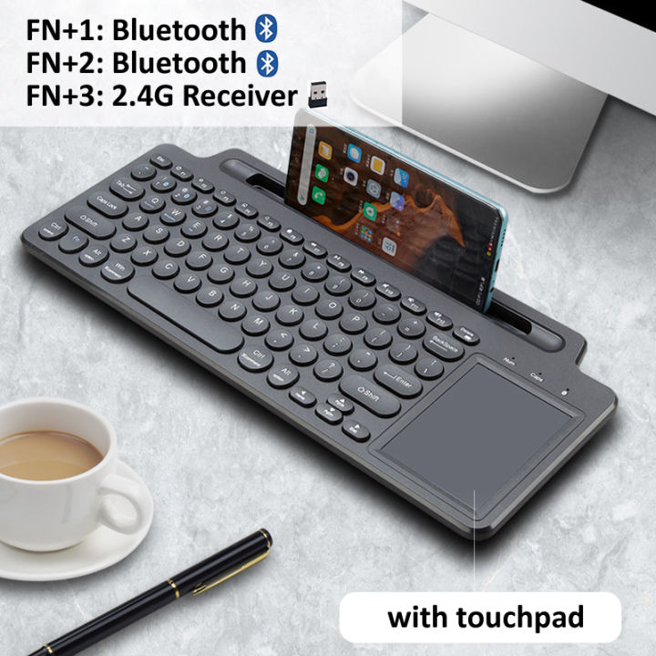 2.4G Wireless Bluetooth Keyboard with Number Touchpad Mouse Card Slot Numeric Keypad for Android ...