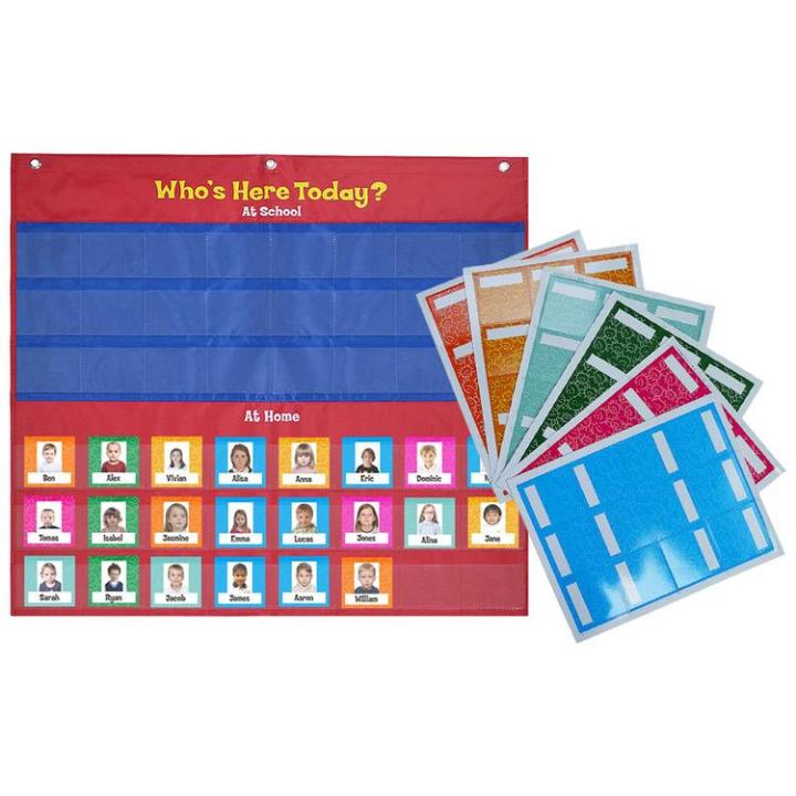 Attendance Chart For Classroom 72 Cards Attendance Pocket Chart Who Is ...